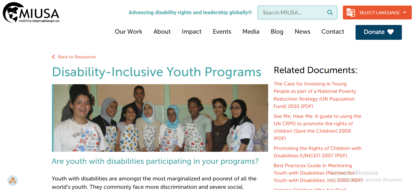 Disability-Inclusive Youth Programs - MIUSA