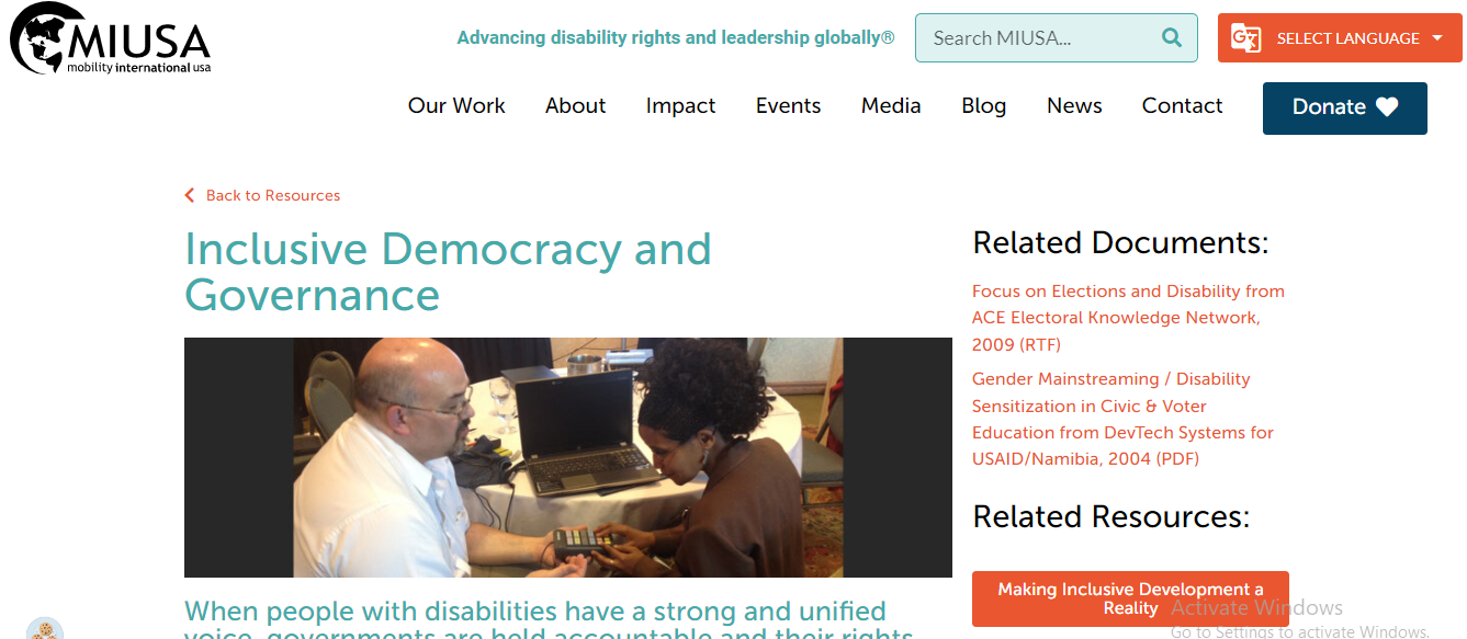 Inclusive Democracy and Governance - MIUSA