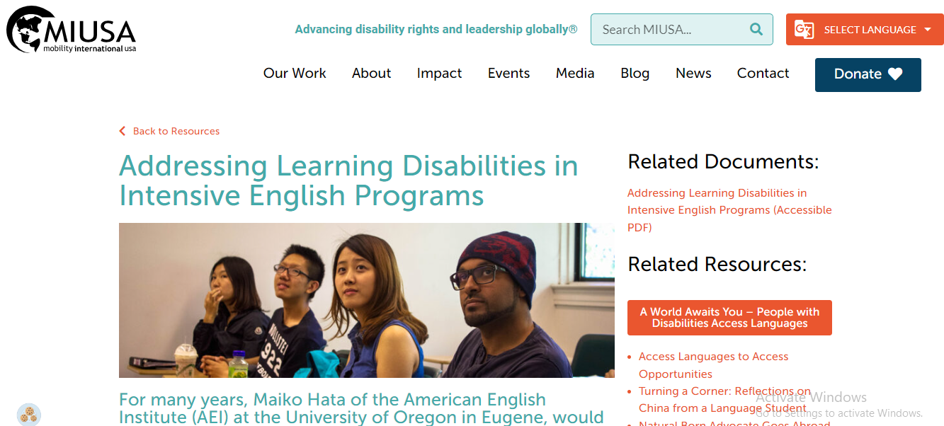 Addressing Learning Disabilities in Intensive English Programs - MIUSA