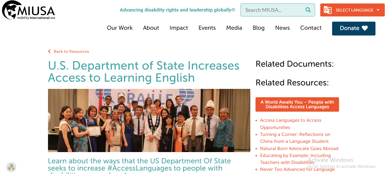 U.S. Department of State Increases Access to Learning English - MIUSA