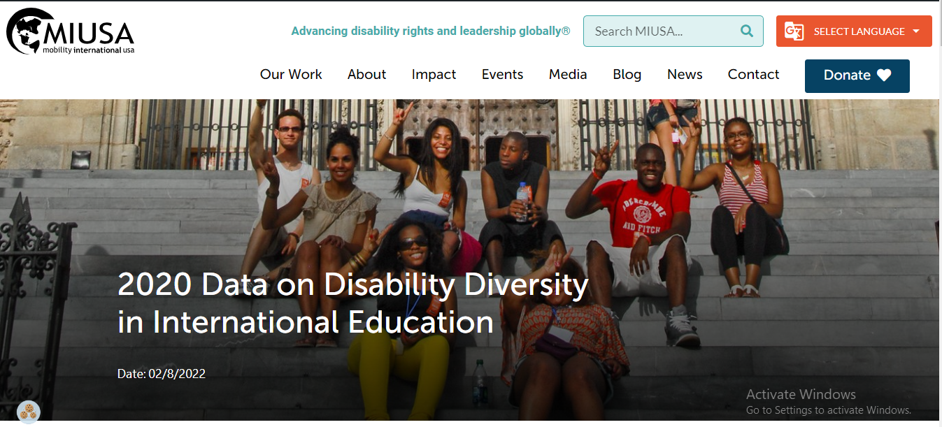 2020 Data on Disability Diversity in International Education - MIUSA